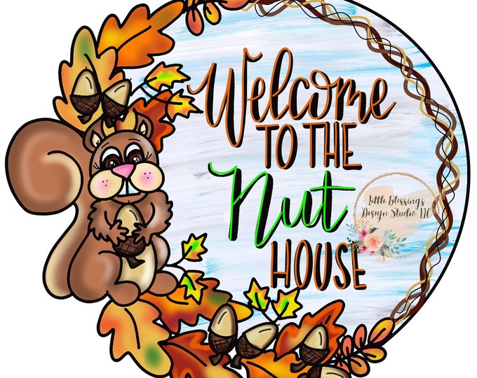 TEMPLATE: Nutty Squirrel Fall Door Hanger, Fall Leaves, Acorns, Cute ...