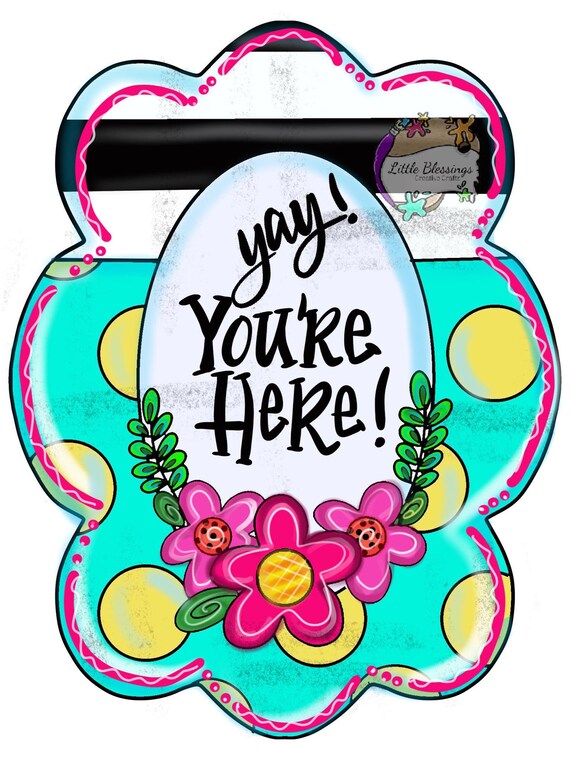 TEMPLATE: yay You're Here Floral Door Hanger | Etsy