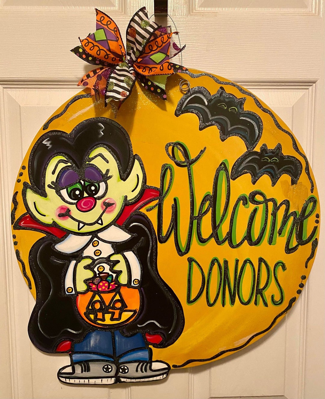 Vampire Trick R' Treater Halloween Door Hanger Finished - Etsy