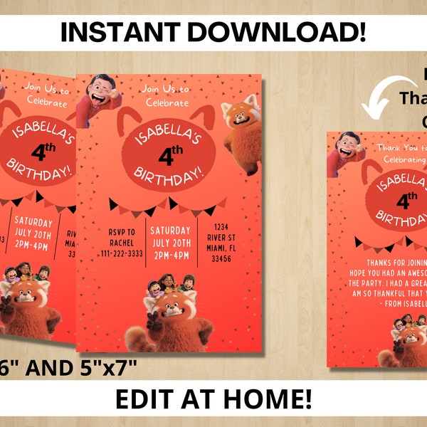 Turning Red Party Invitations - Etsy