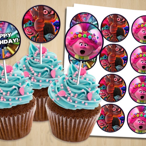 Trolls World Tour Movie Deluxe Cake Toppers Cupcake - Etsy