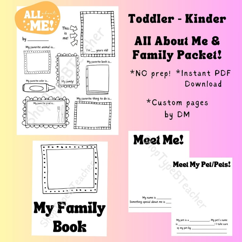 All About Me / Family Book - Toddler to Kindergarten - Etsy