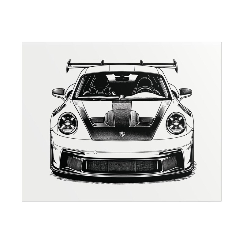 Porsche 992 GT3 RS 911 Front View Rolled Poster | Car Illustration ...