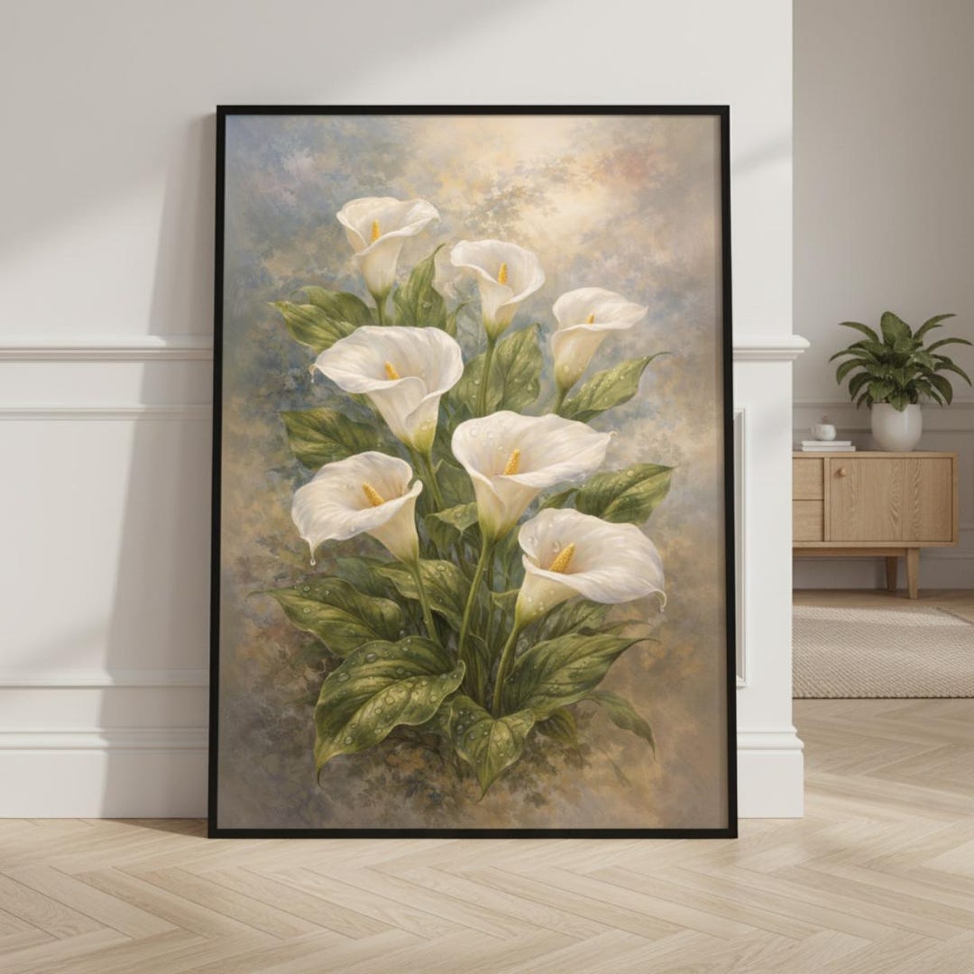 White Flower Lily Botanical Rolled Poster | Floral Wall Art, Vintage ...