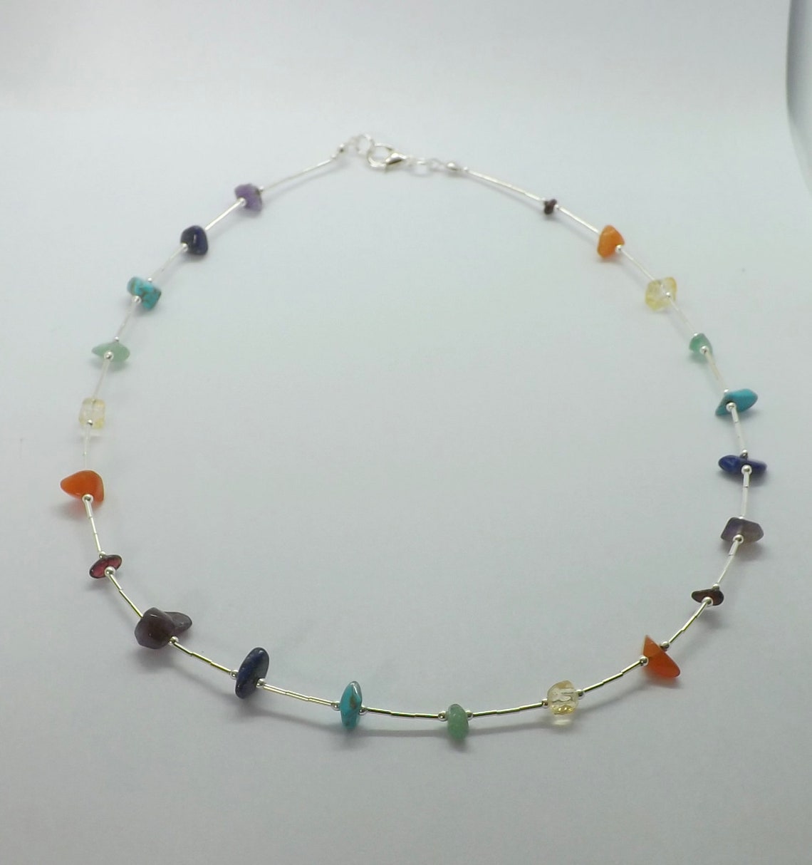 Sterling Silver Chakra Gemstones Necklace Healing Chakra Yoga - Etsy