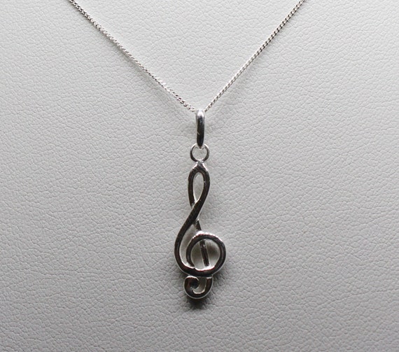 Sterling Silver Minimalist Treble Clef Pendant Necklace - Etsy