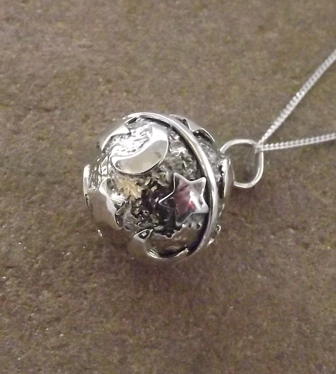 Sterling Silver Moon and Stars Angel Caller Harmony Ball | Etsy