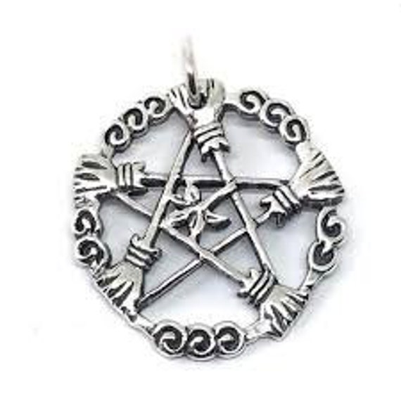 Sterling Silver Brooms of the Elders Pentagram Pendant | Etsy
