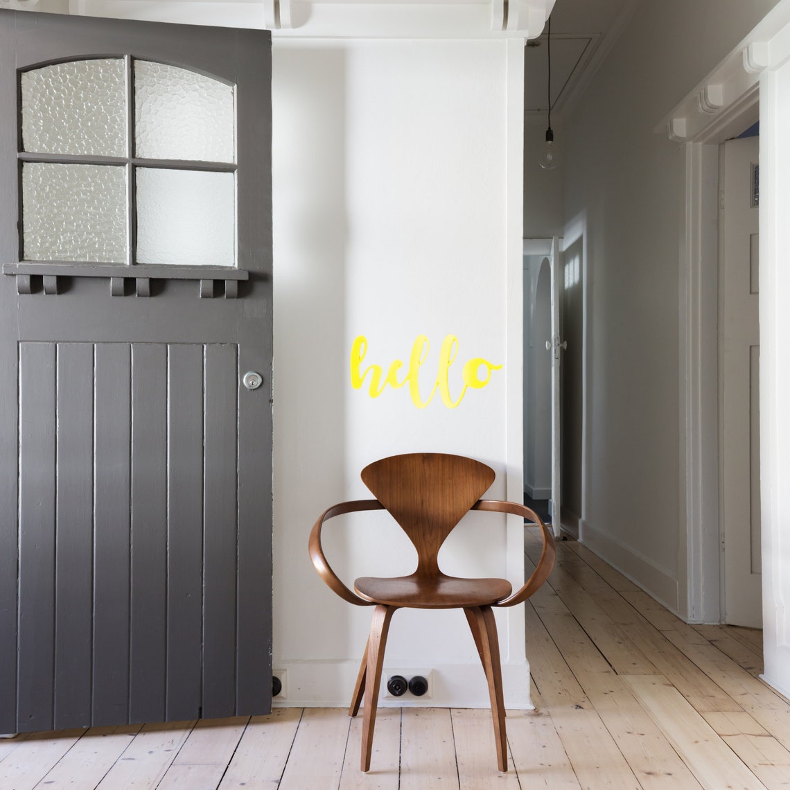 Yellow Hello Metal Sign 5x10 Front Door Décor Entry Etsy