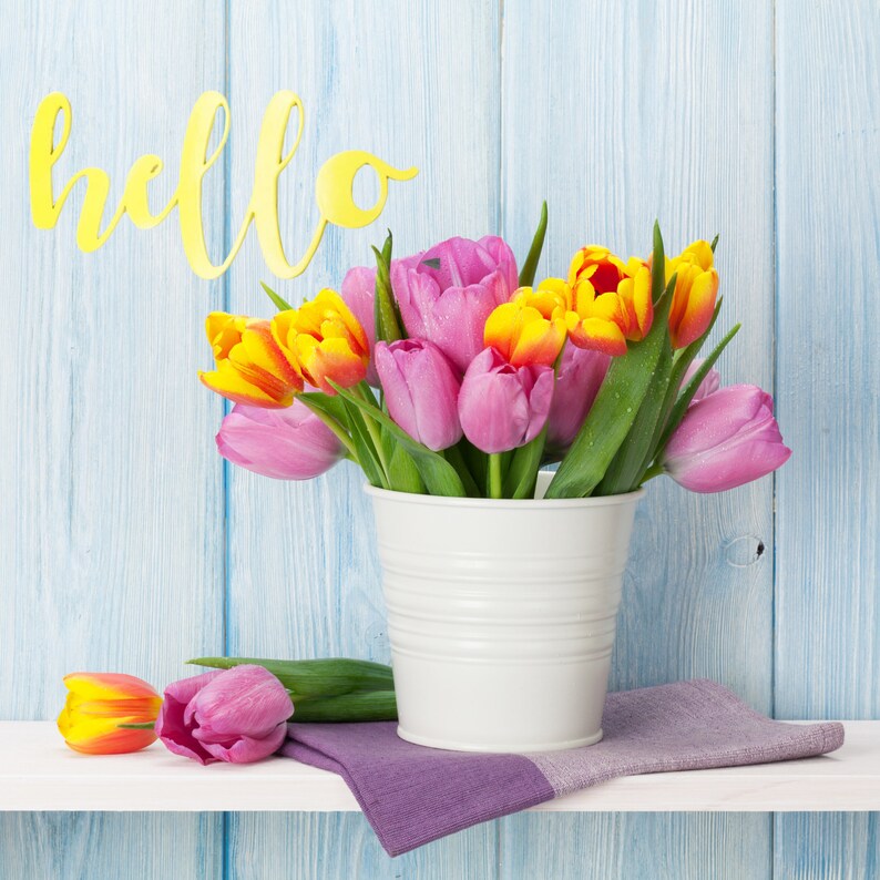 Yellow Hello Metal Sign 5x10 Front Door Décor Entry Etsy