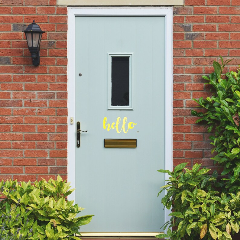 Yellow Hello Metal Sign 5x10 Front Door Décor Entry Etsy