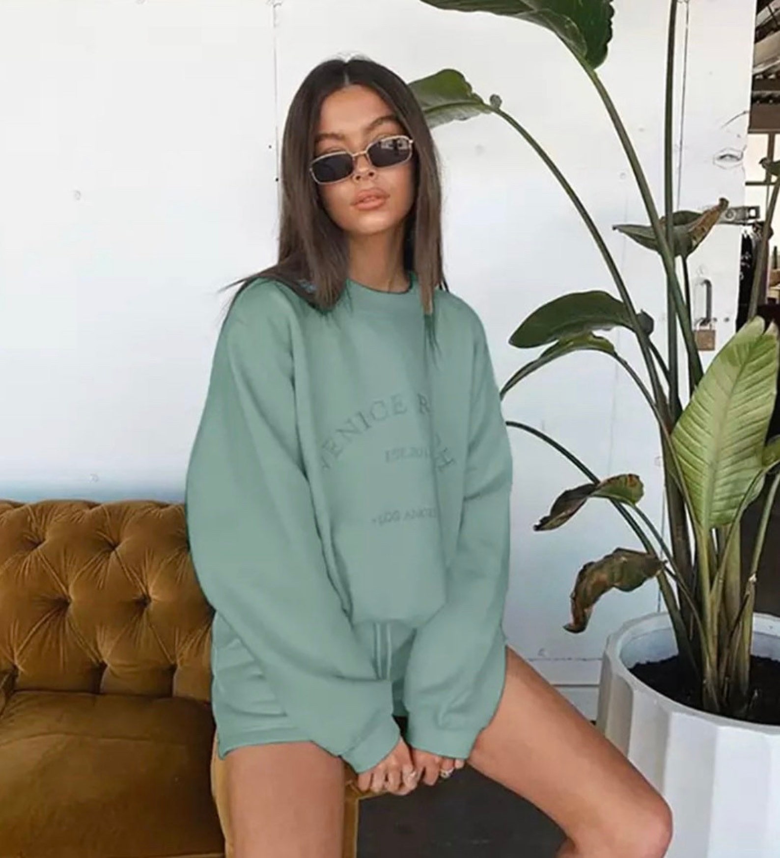 2 Piece Jersey Jumper & Shorts Set Co ord Suit Sweats Brown | Etsy