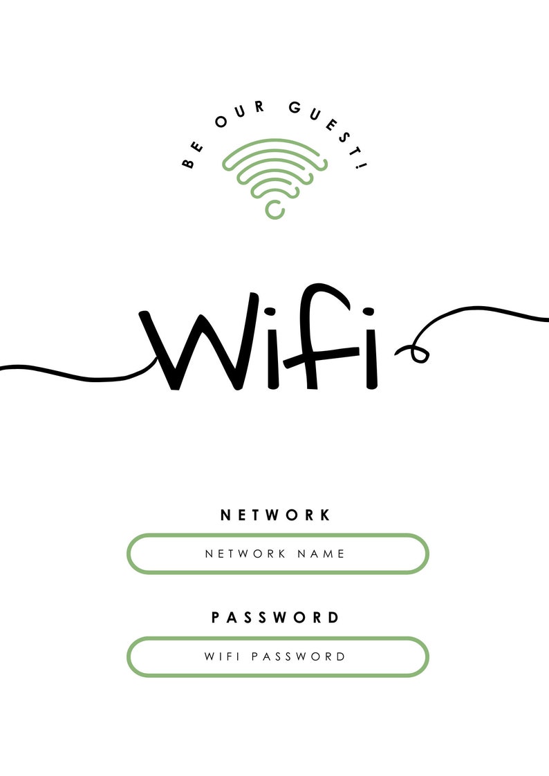 Wifi Password Sign PDF | Wifi Sign | Wifi Password Printable | Wifi Network Sign | Wifi Print ...