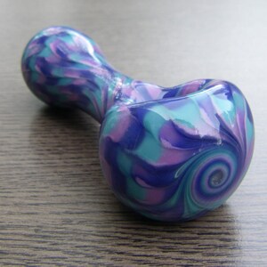 Large Glass Pipe Purple Aqua Dark Purple Chunky 4.5 Inch With Large ...