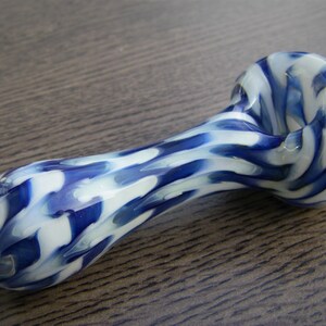 Glass Pipe Blue White Chunky Colorful Smoking Bowl - Etsy