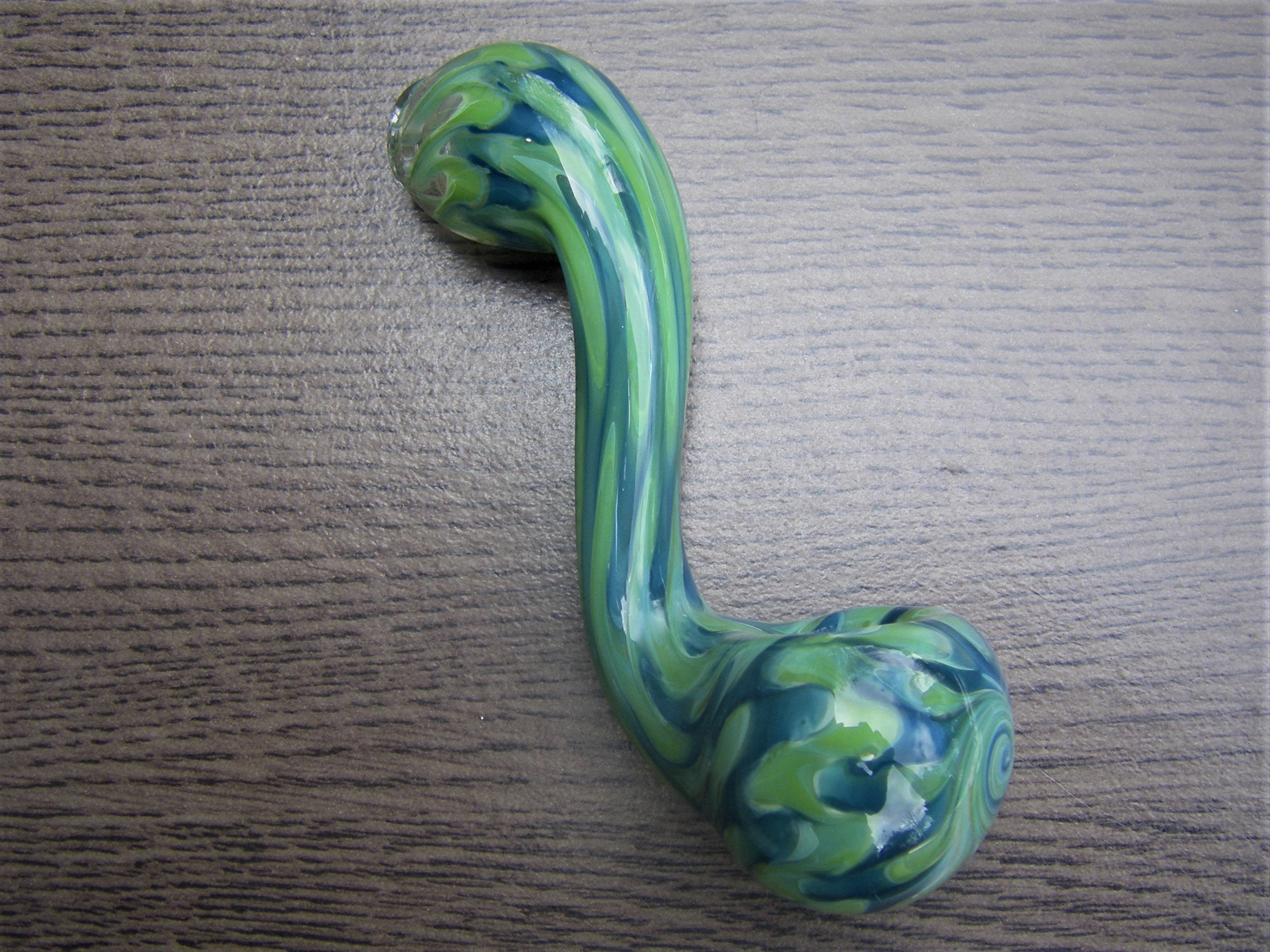 Glass Sherlock Pipe Peacock Blue-jade Green Chunky Colorful - Etsy