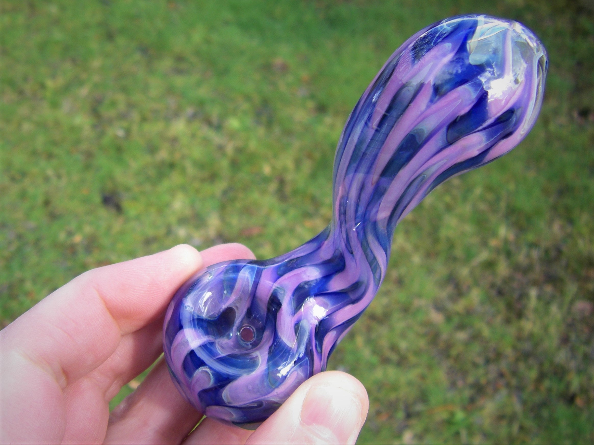 Glass Sherlock Pipe Purple-blue Chunky Colorful Smoking Bowl - Etsy