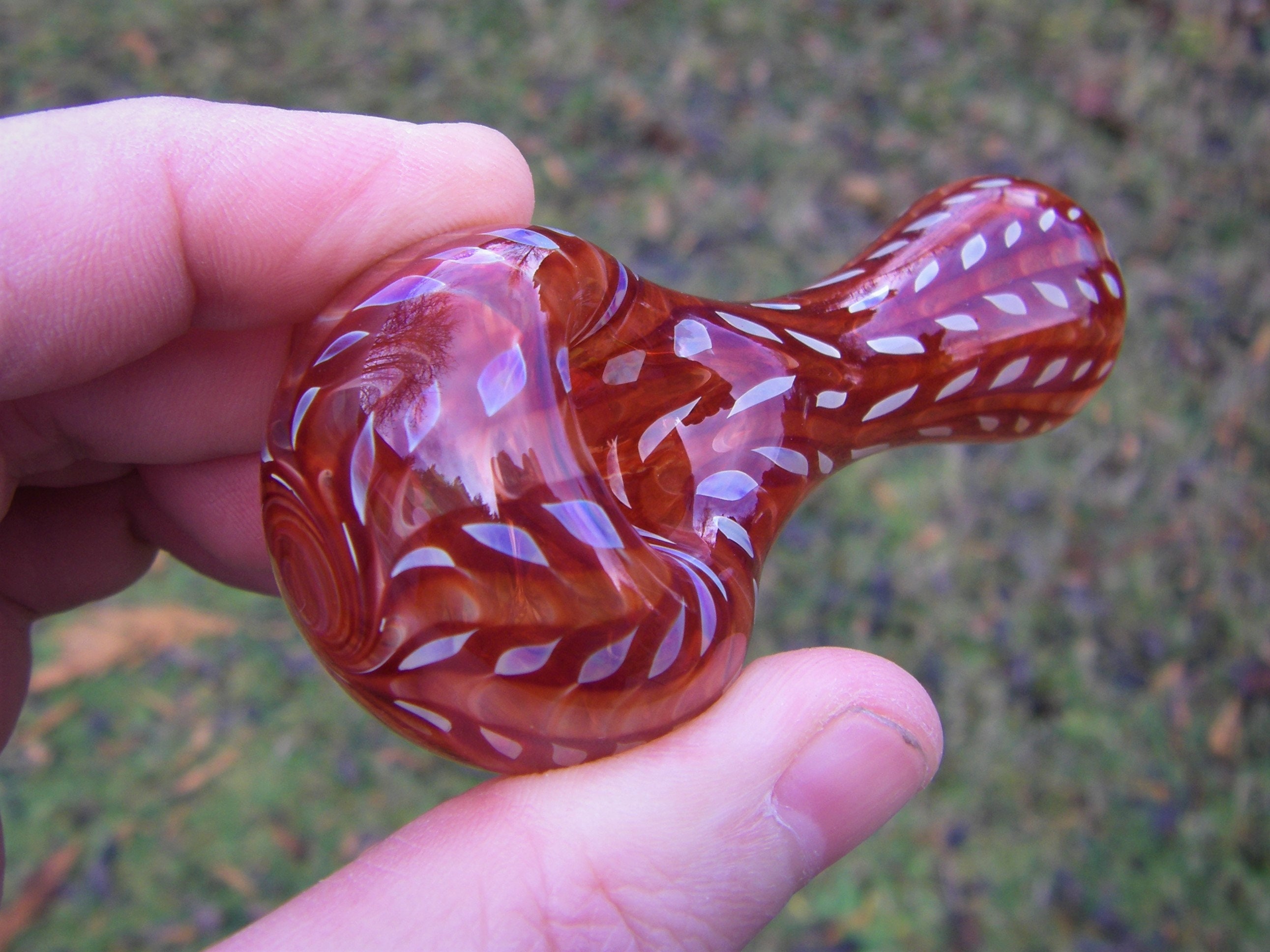 Small Red Fumed Glass Peanut Pipe Chunky Colorful Smoking Bowl | Etsy