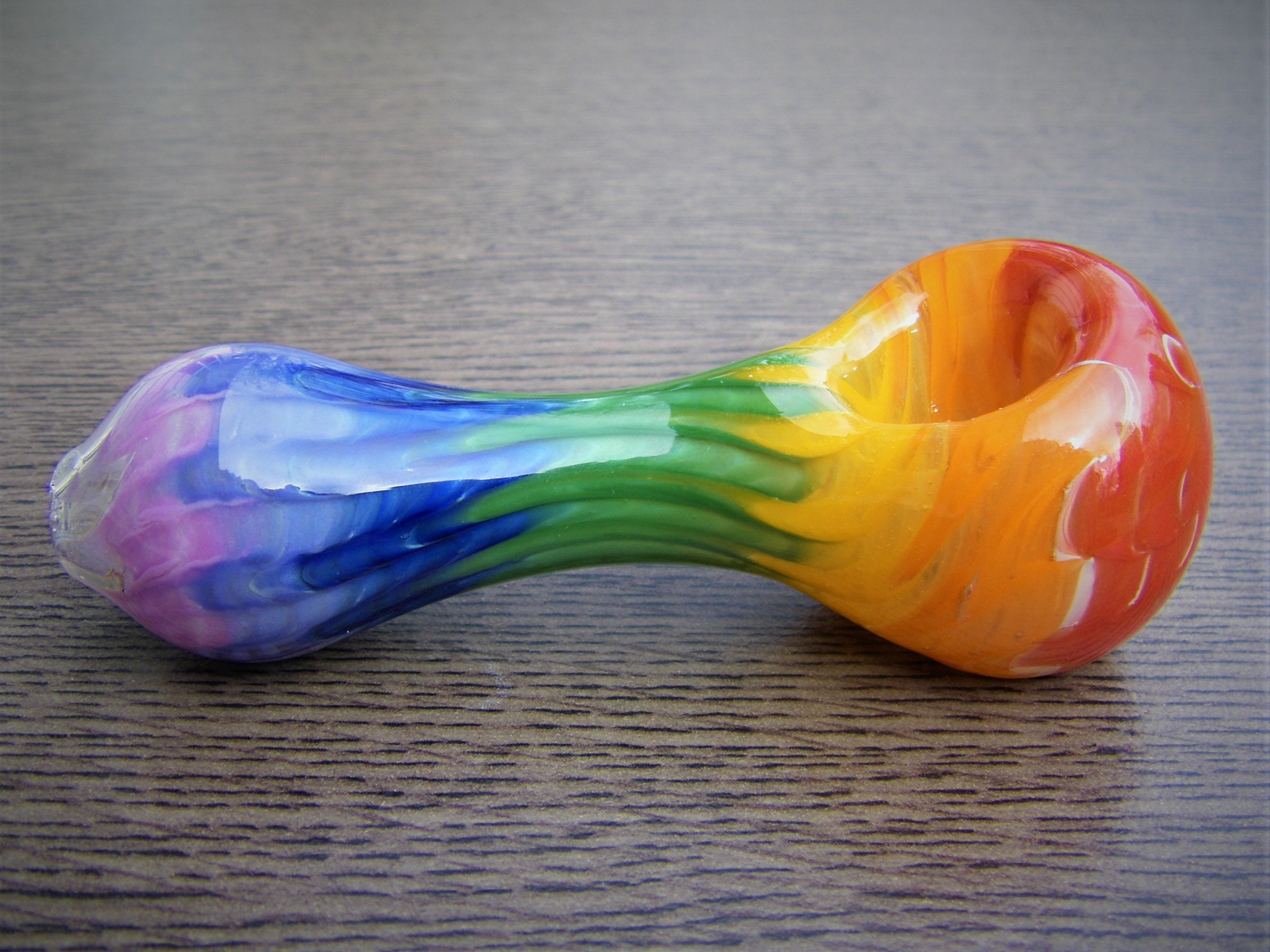 Rainbow Pipe #2 Glass Pipe Unique Chunky Colorful Large Bowl Smoking ...