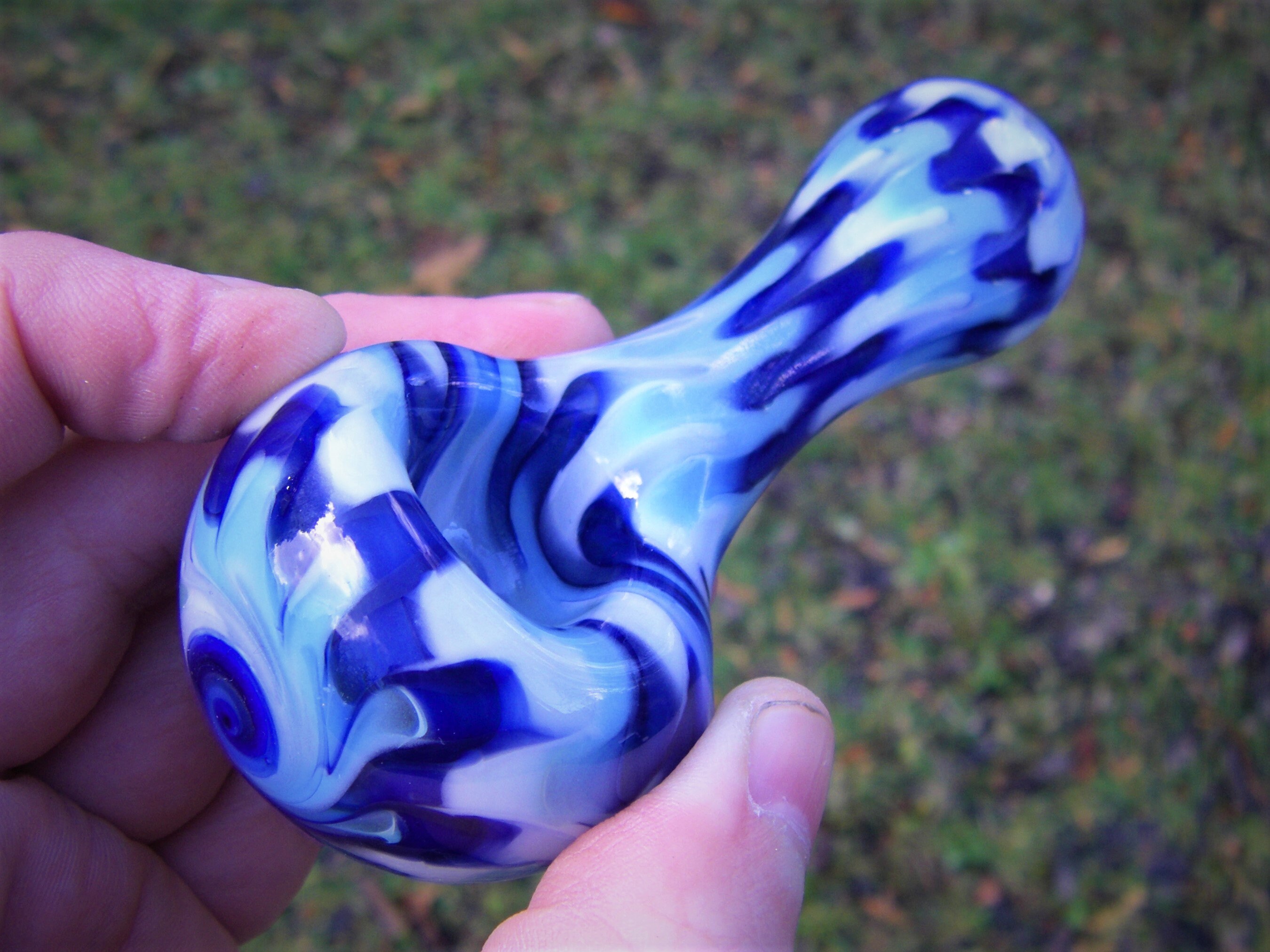 Large Glass Pipe Dark Blue-light Blue-white Chunky Colorful | Etsy