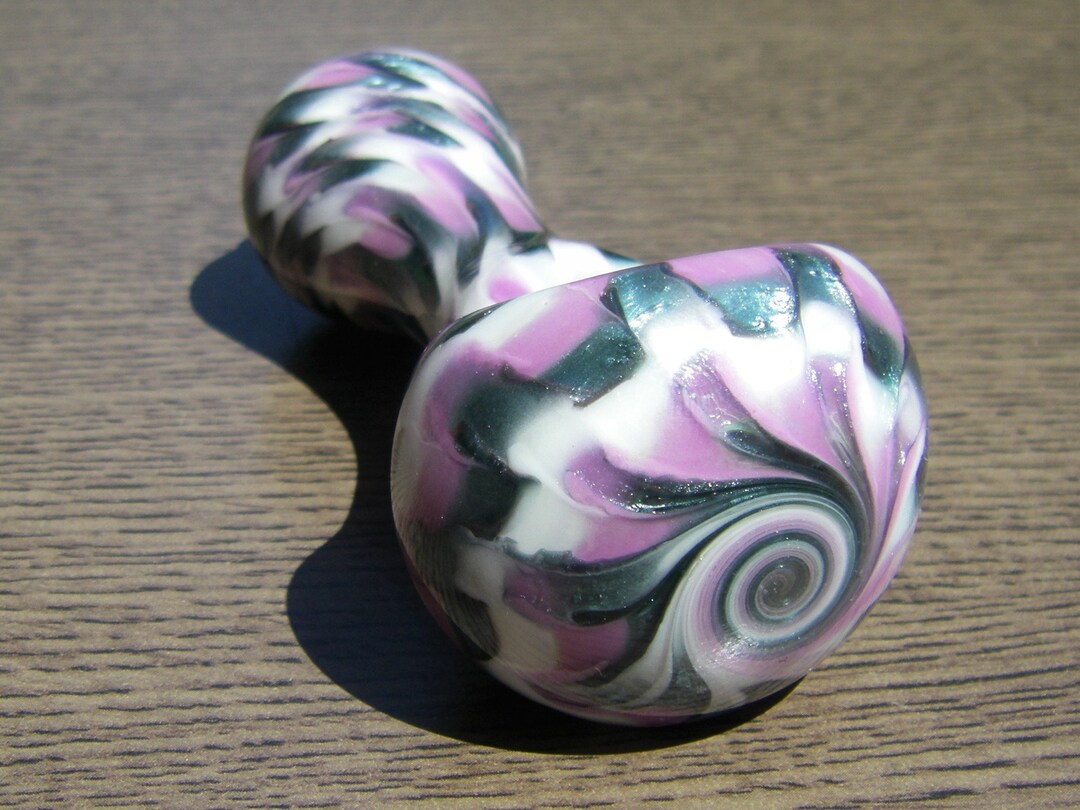 Large Glass Pipe Purple - Metallic Sparkle Silver Blue - White Chunky ...
