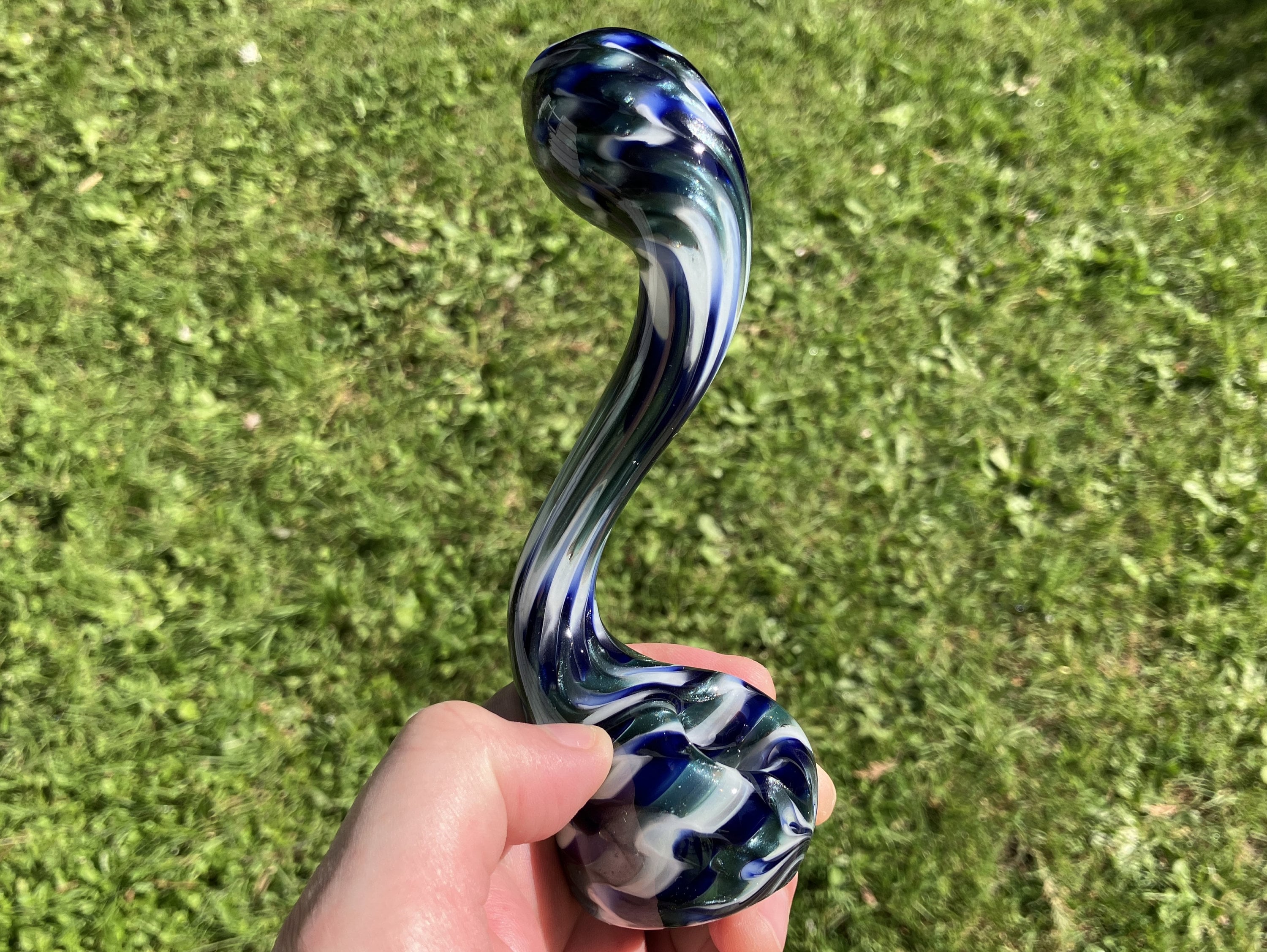 Large Tricolor Glass Stand-up Sherlock Pipe Metallic Sparkle Silver ...