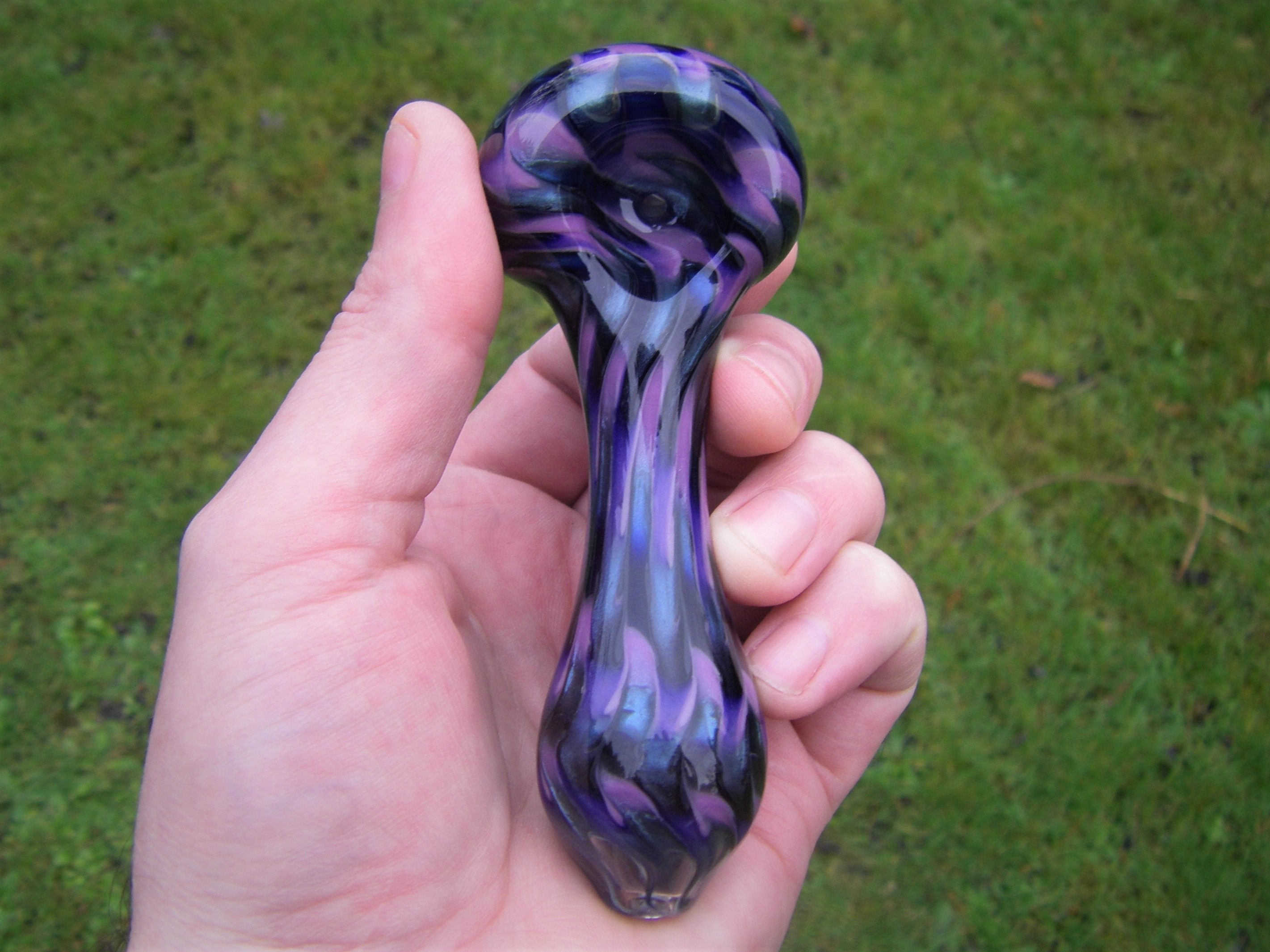 Large Glass Pipe Purple-metallic Sparkle Silver Blue-dark Blue - Etsy