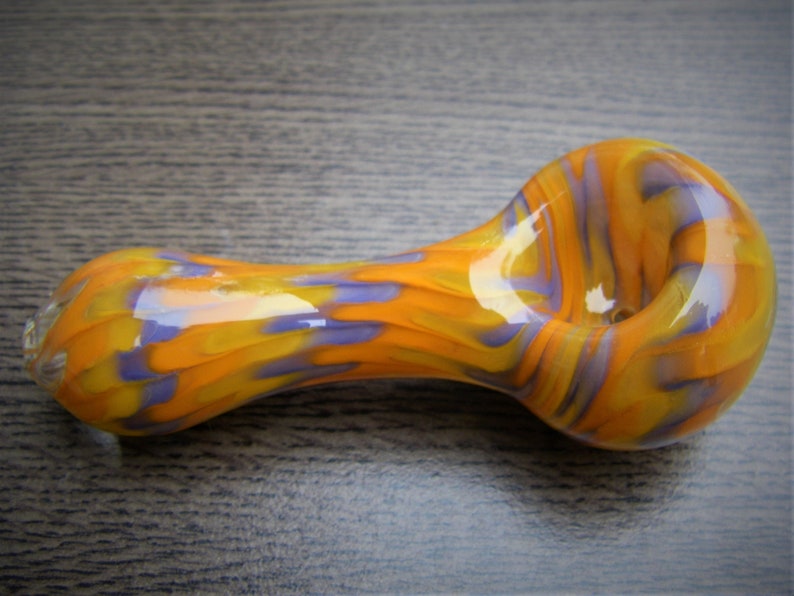 Large Glass Pipe Orange-Yellow-Light Bluish Purple Chunky | Etsy