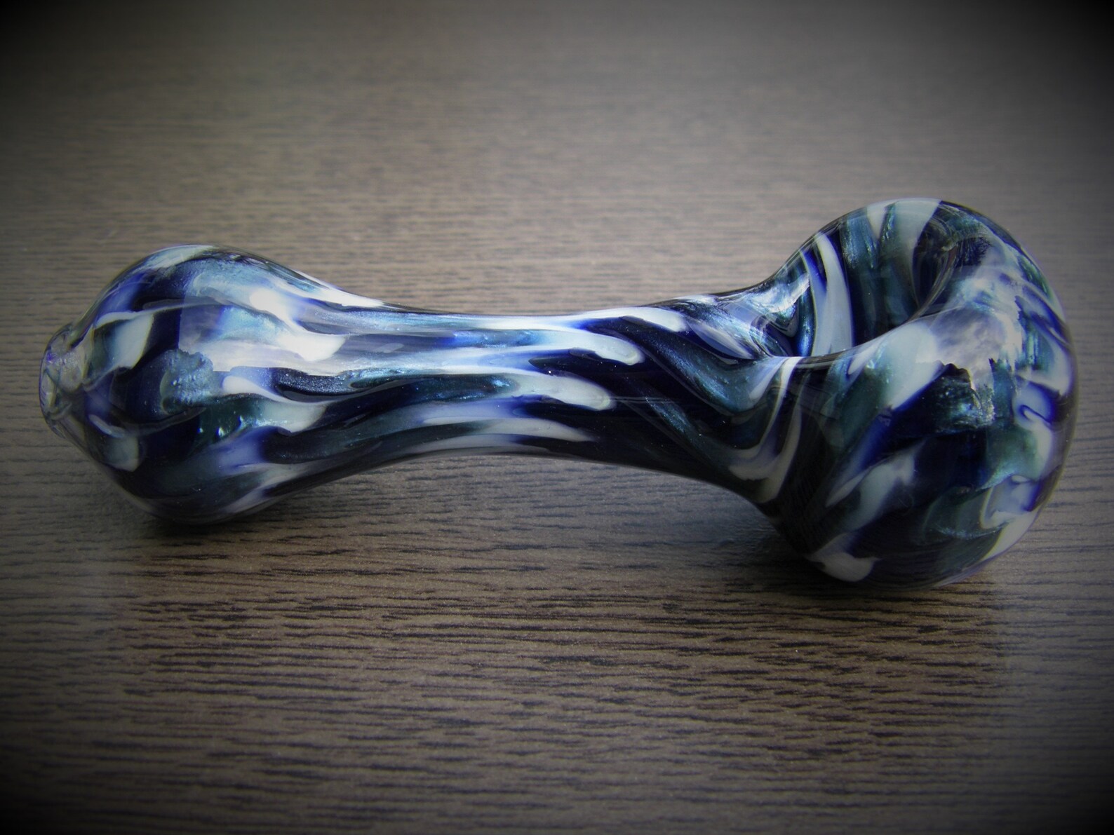 Large Glass Pipe Dark Blue-metallic Sparkle Silver Blue-white | Etsy