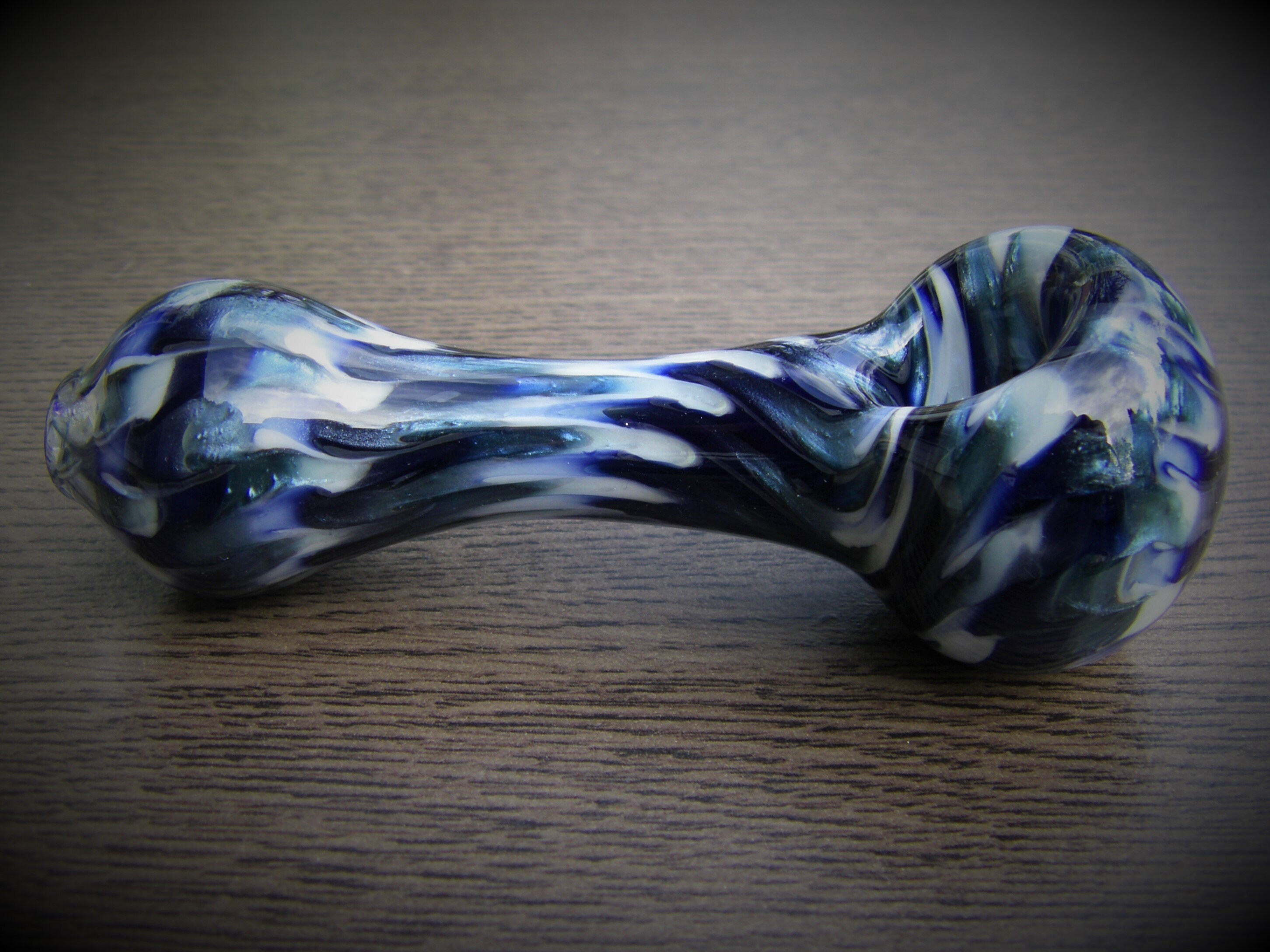 Large Glass Pipe Dark Blue-metallic Sparkle Silver Blue-white | Etsy