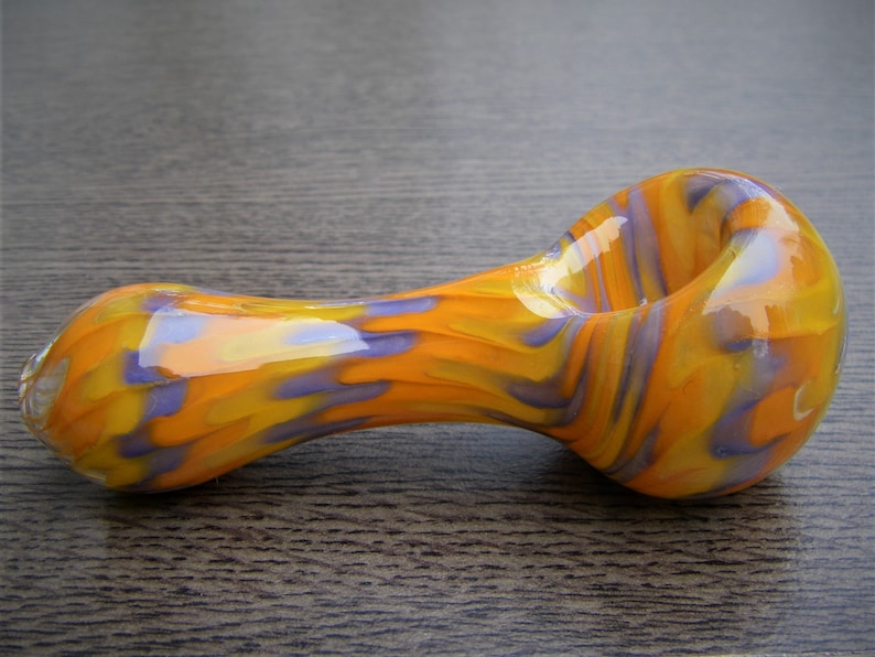 Large Glass Pipe Orange-yellow-light Bluish Purple Chunky - Etsy