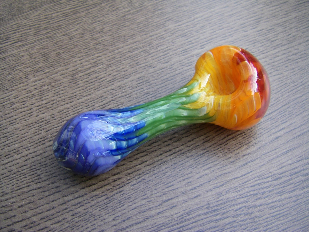 Rainbow Pipe 3 Glass Pipe Unique Chunky Colorful Smoking Bowl - Etsy