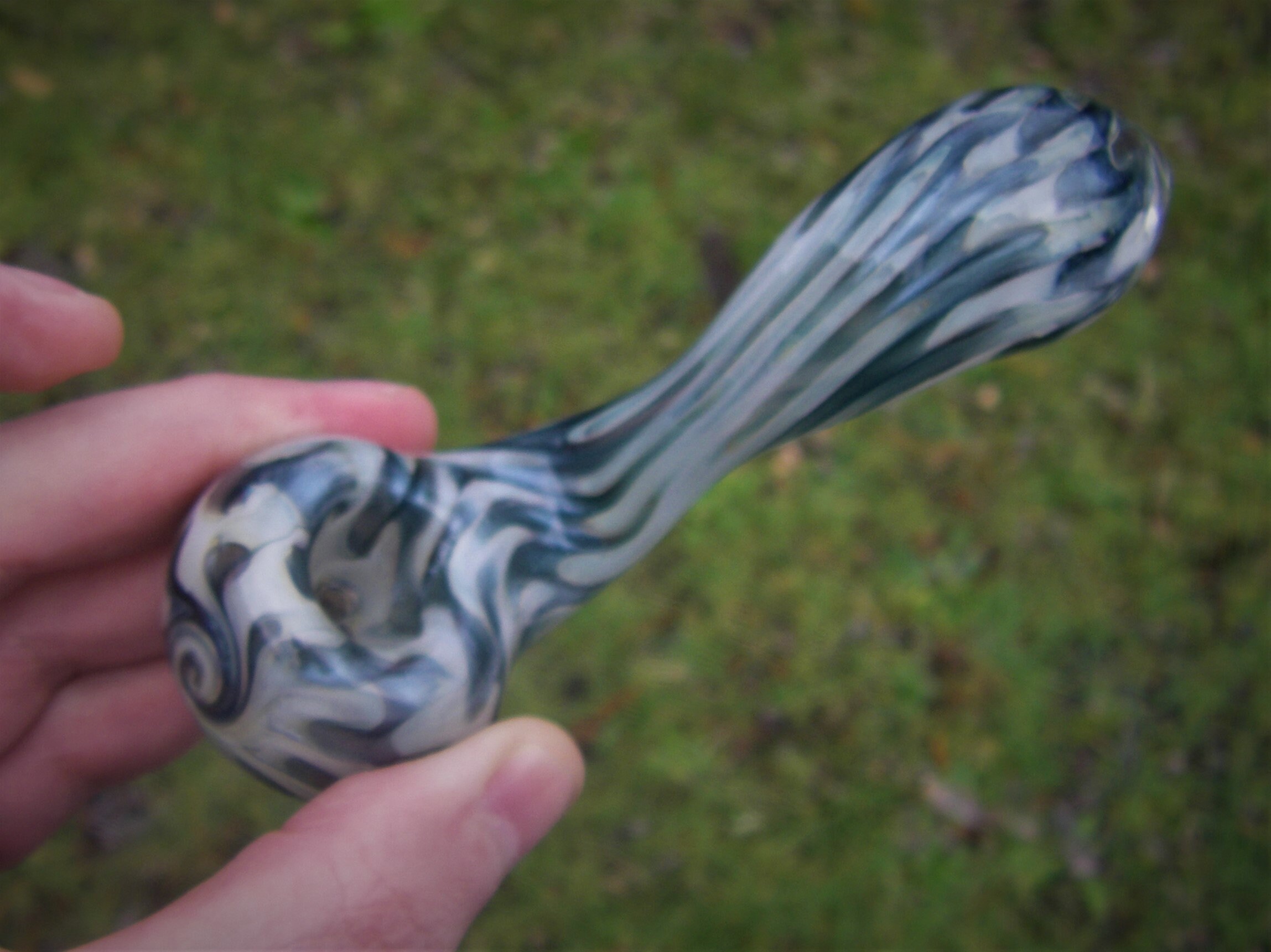 Glass Sherlock Pipe Metallic Sparkle Silver Blue-white Chunky - Etsy