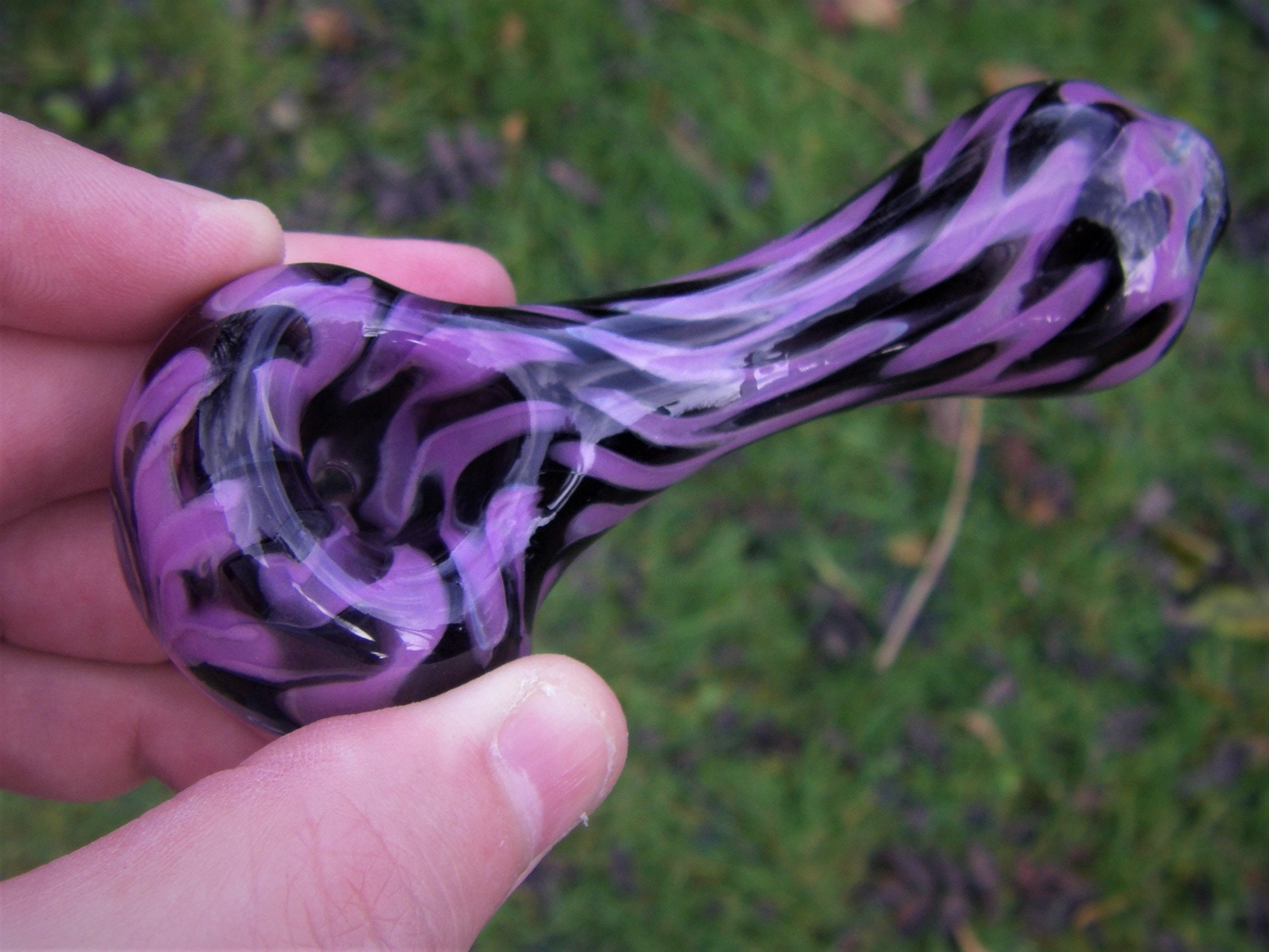 Glass Pipe Purple Black Chunky Colorful Smoking Bowl - Etsy