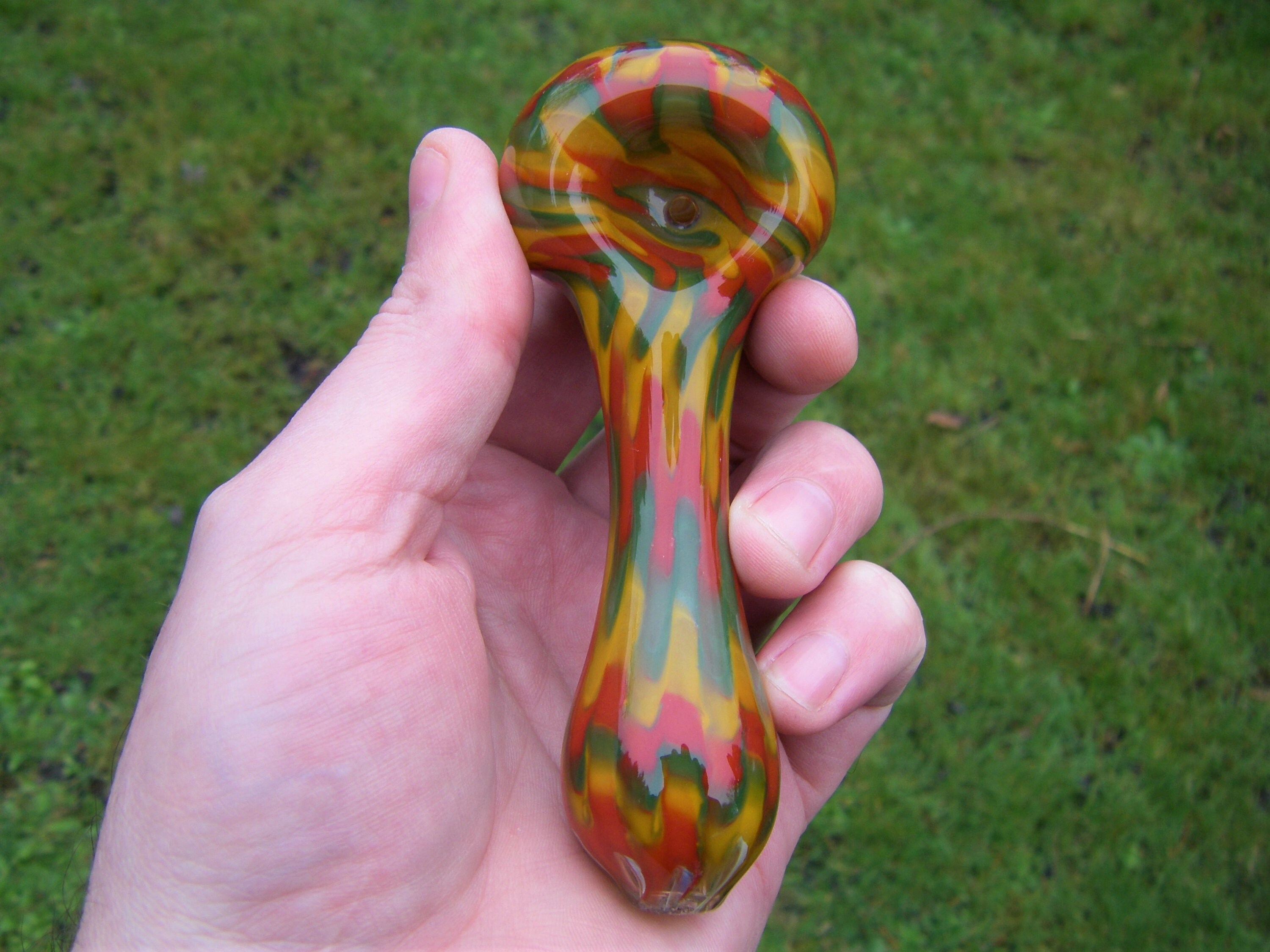 Large Rasta Glass Pipe Red - Yellow - Green Chunky Colorful Smoking ...