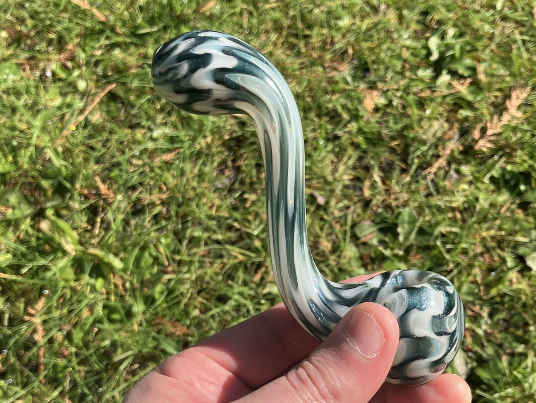 Glass Sherlock Pipe Metallic Sparkle Silver Blue White Chunky Colorful ...