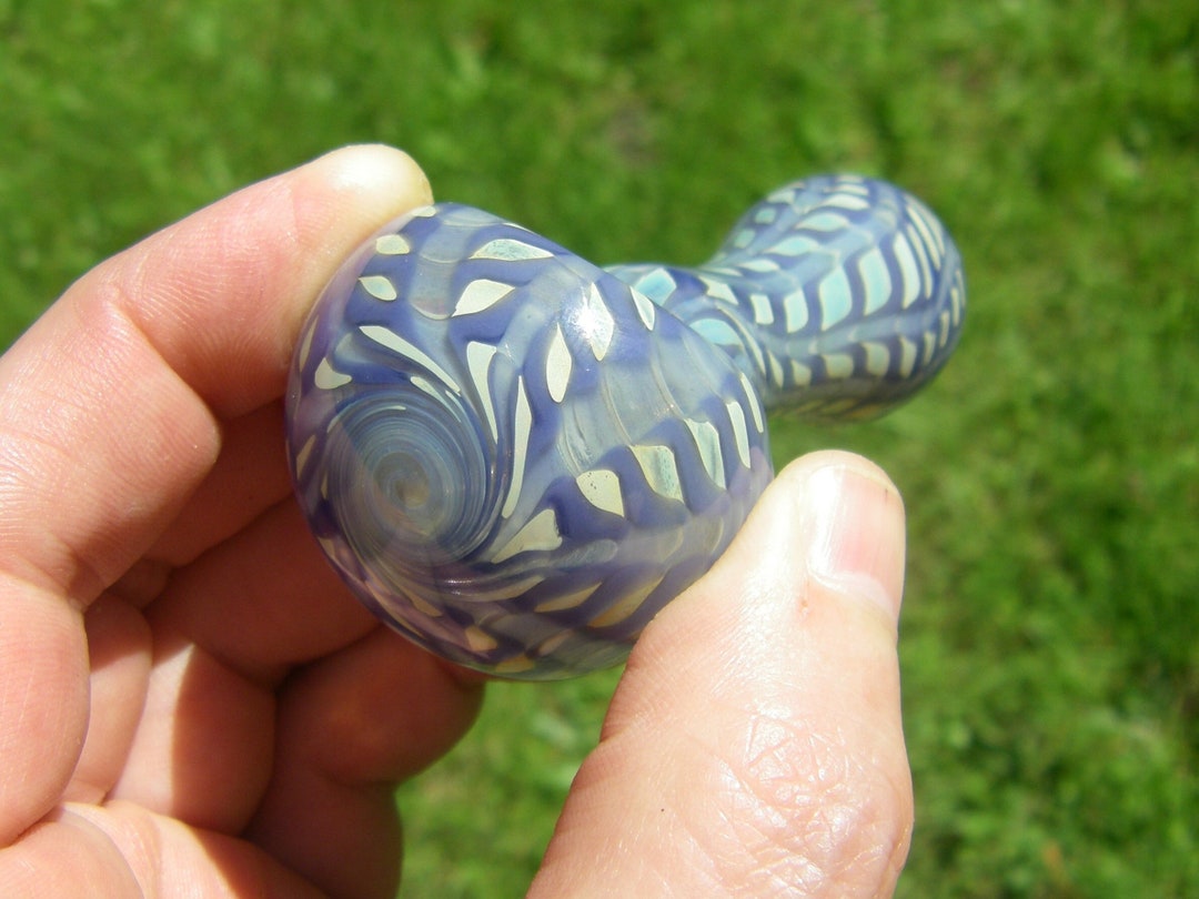 Small Periwinkle Purple Fumed Glass Pipe 3.5 Inch Chunky Smoking Bowl ...