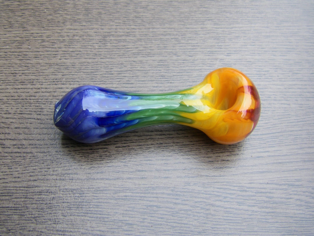Rainbow Pipe 3 Glass Pipe Unique Chunky Colorful Smoking Bowl - Etsy