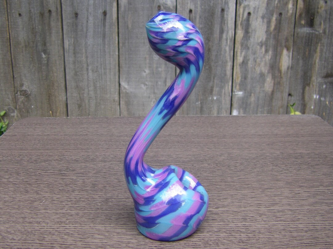 Large Glass Stand-up Sherlock Pipe Purple - Aqua - Dark Purple Chunky ...