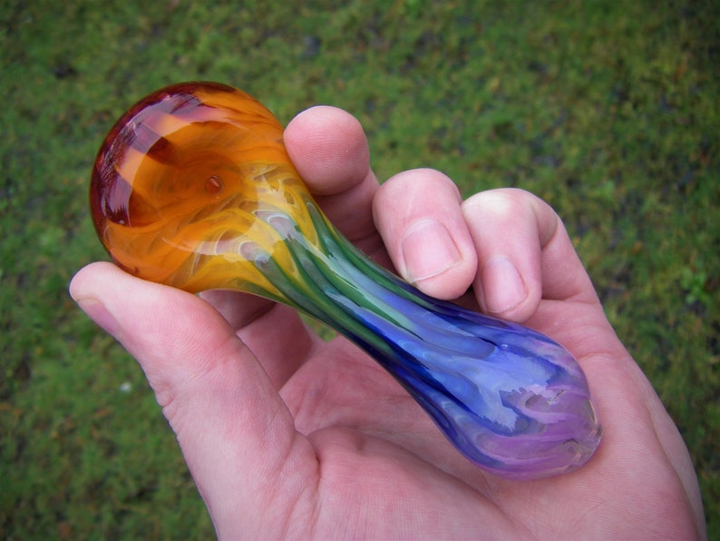Rainbow Pipe 1 Glass Pipe Unique Chunky Colorful Smoking Bowl - Etsy