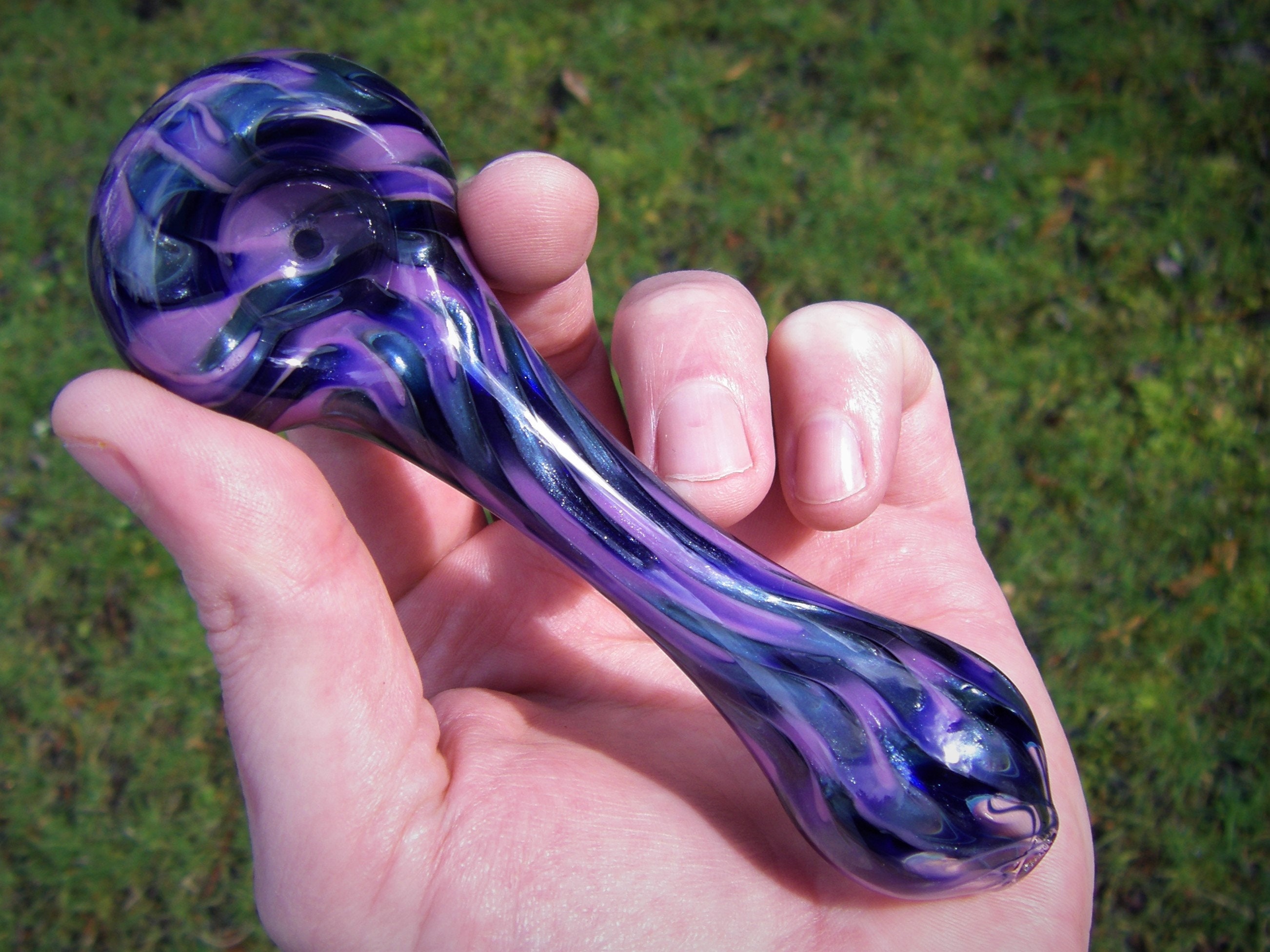 Long Glass Pipe Purple-metallic Sparkle Silver Blue-dark Blue - Etsy