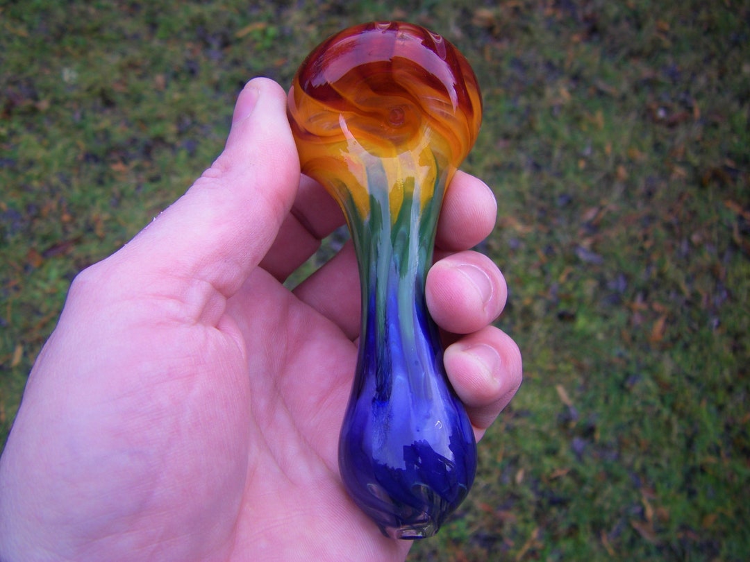 Rainbow Pipe 3 Glass Pipe Unique Chunky Colorful Smoking Bowl - Etsy