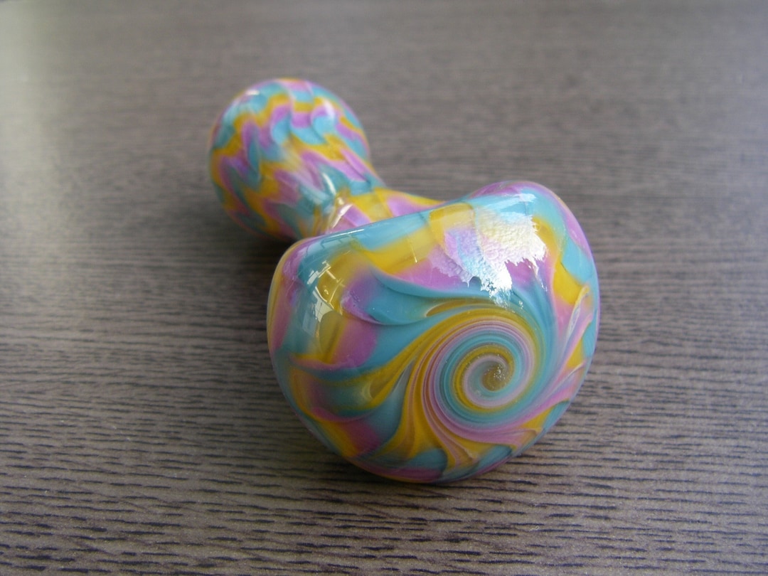 Large Glass Pipe Purple - Aqua - Yellow Chunky Colorful Large Bowl ...