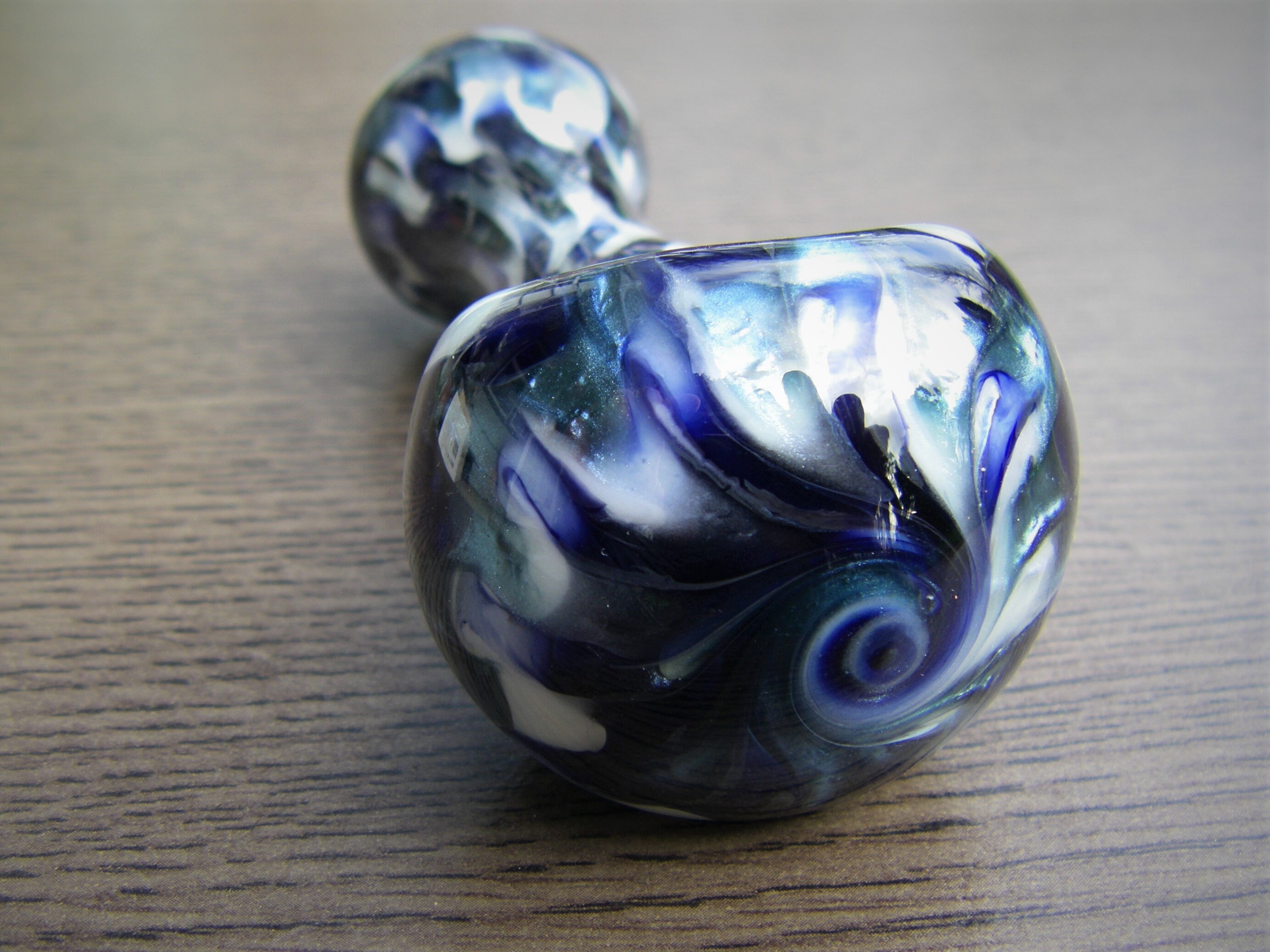 Large Glass Pipe Dark Blue-metallic Sparkle Silver Blue-white | Etsy