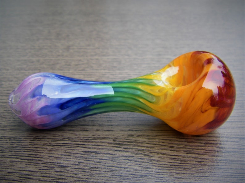 Rainbow Pipe 1 Glass Pipe Unique Chunky Colorful Smoking Bowl - Etsy
