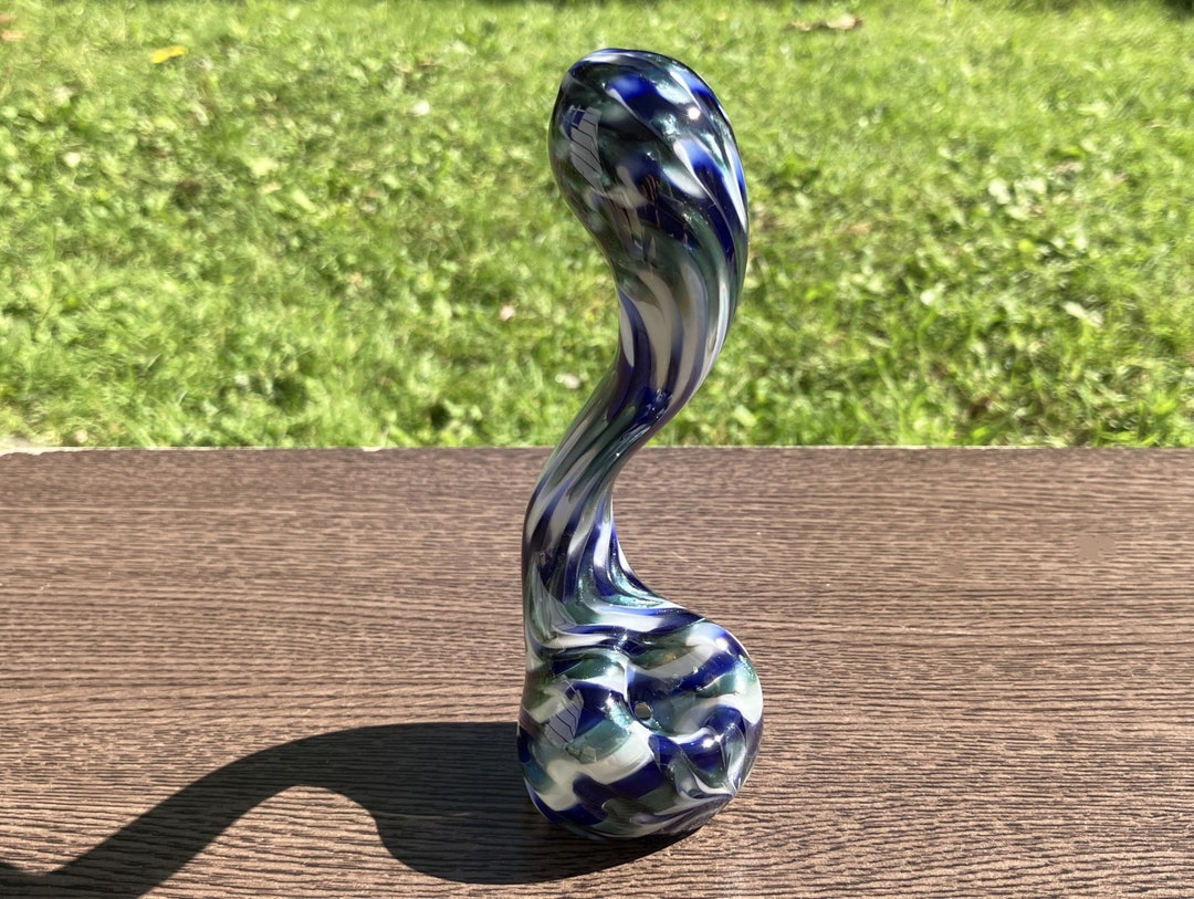 Large Tricolor Glass Stand-up Sherlock Pipe Metallic Sparkle Silver ...