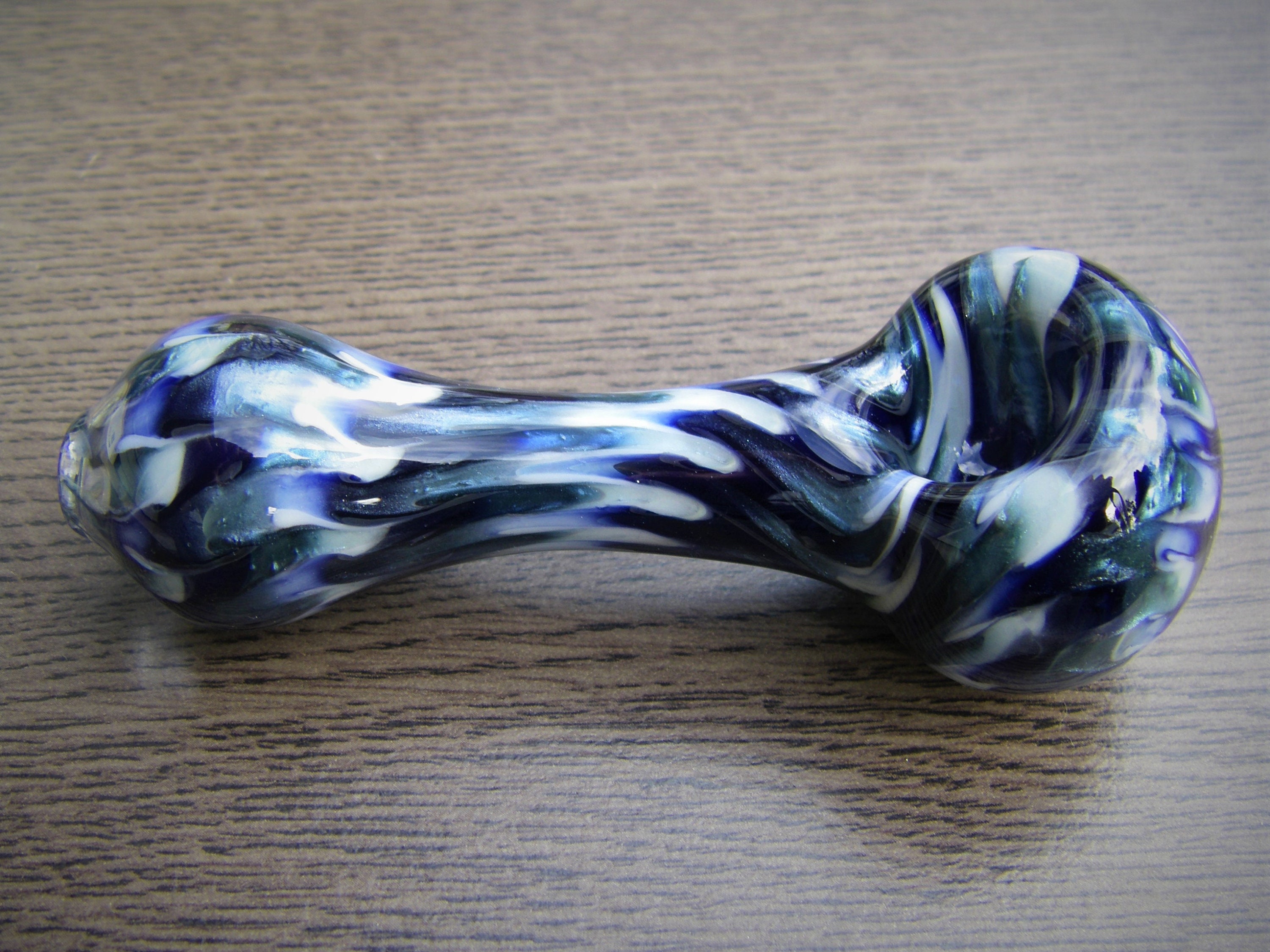 Large Glass Pipe Dark Blue-metallic Sparkle Silver Blue-white | Etsy