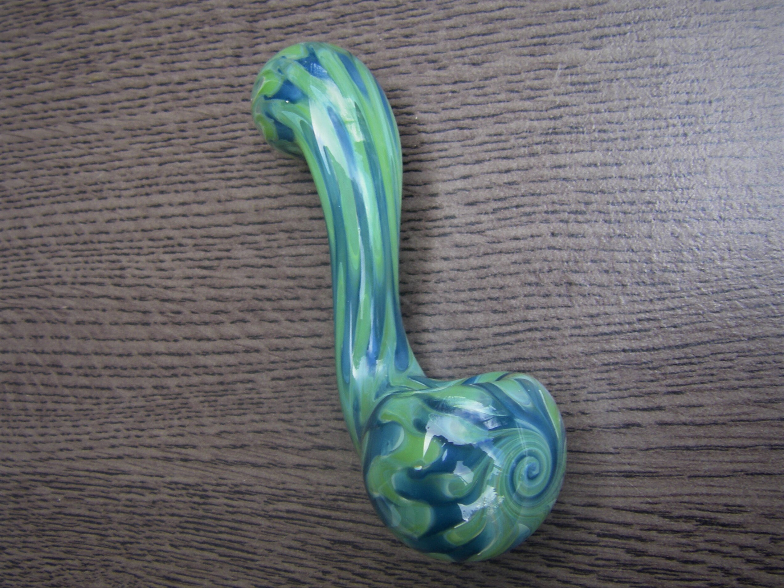 Glass Sherlock Pipe Peacock Blue-jade Green Chunky Colorful - Etsy