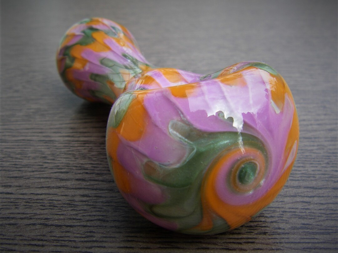 Large Glass Pipe Sparkle Green - Purple - Orange Chunky Colorful Large ...