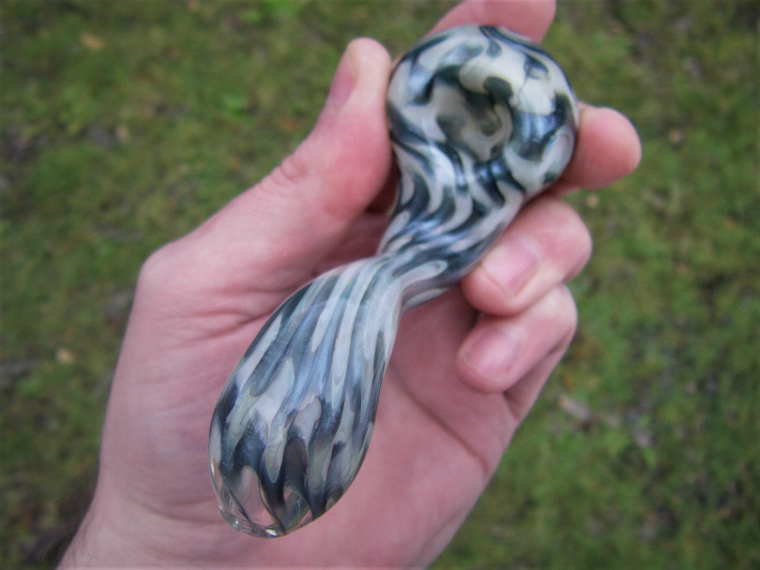 Glass Sherlock Pipe Metallic Sparkle Silver Blue-white Chunky - Etsy
